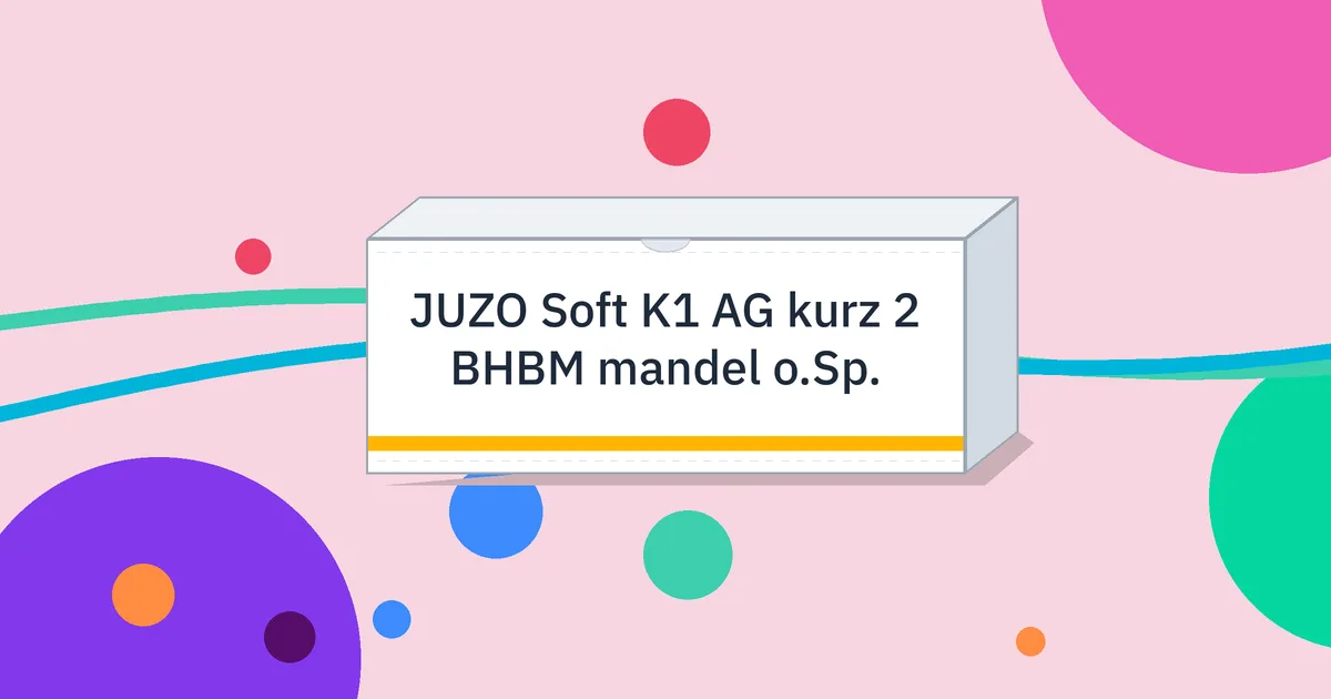 Symbolbild: Packung mit der Aufschrift JUZO Soft K1 AG kurz 2 BHBM mandel o.Sp. (PZN 14857804) – Verfügbarkeit und Bezug in Apotheken in Frankfurt am Main