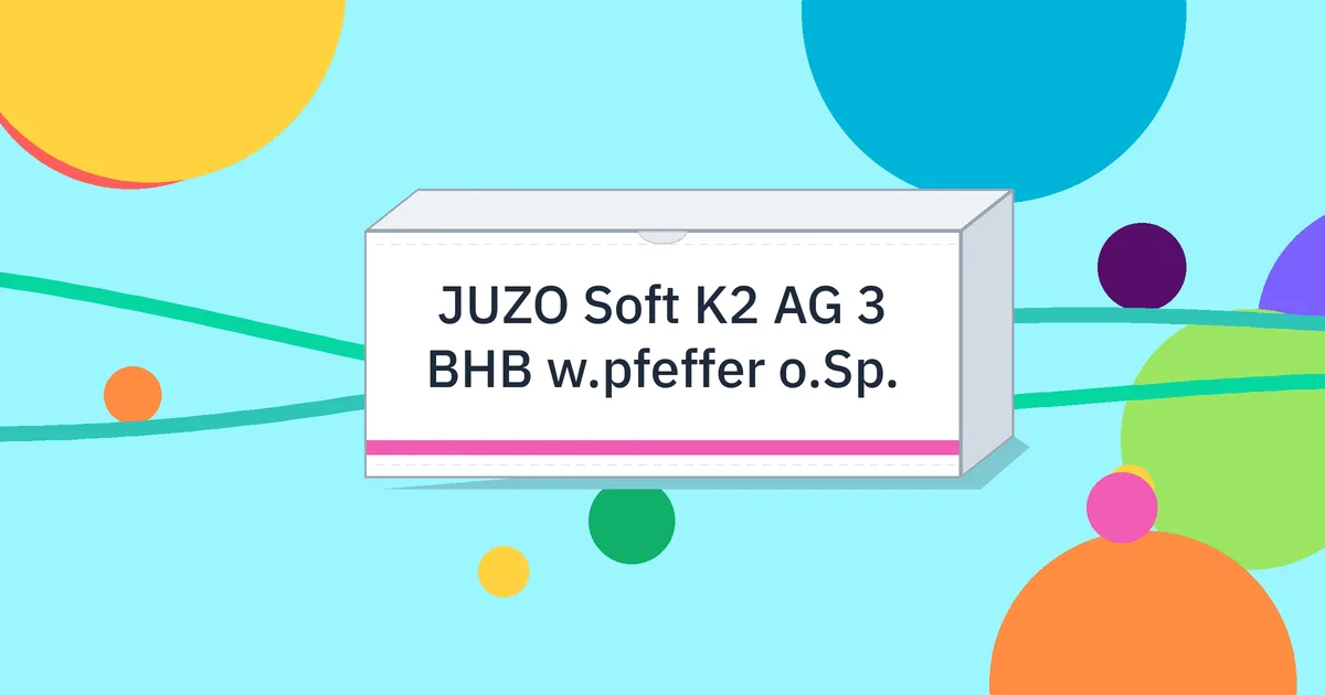 Symbolbild: Packung mit der Aufschrift JUZO Soft K2 AG 3 BHB w.pfeffer o.Sp. (PZN 14841246) – Verfügbarkeit und Bezug in Apotheken in Frankfurt am Main