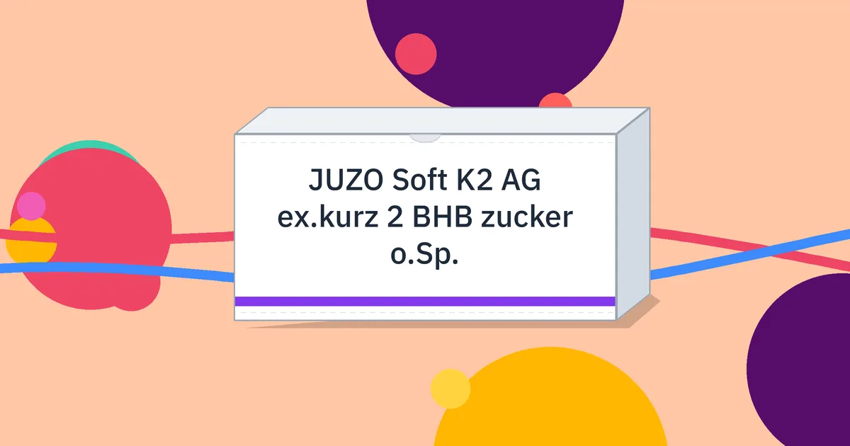 Symbolbild: Packung mit der Aufschrift JUZO Soft K2 AG ex.kurz 2 BHB zucker o.Sp. (PZN 14827878) – Verfügbarkeit und Bezug in Apotheken in Frankfurt am Main