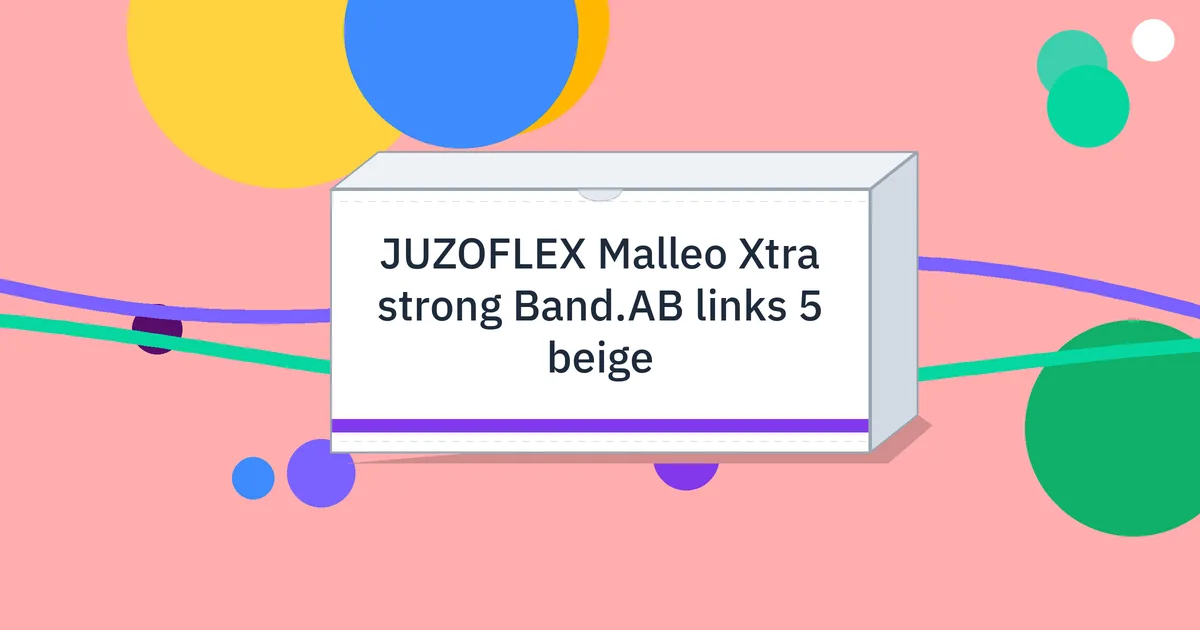 Symbolbild: Packung mit der Aufschrift JUZOFLEX Malleo Xtra strong Band.AB links 5 beige (PZN 16634830) – Verfügbarkeit und Bezug in Apotheken in Frankfurt am Main