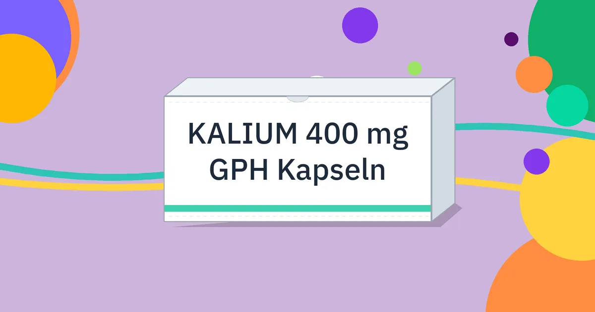 Symbolbild: Packung mit der Aufschrift KALIUM 400 mg GPH Kapseln (PZN 09379969) – Verfügbarkeit und Bezug in Apotheken in Frankfurt am Main