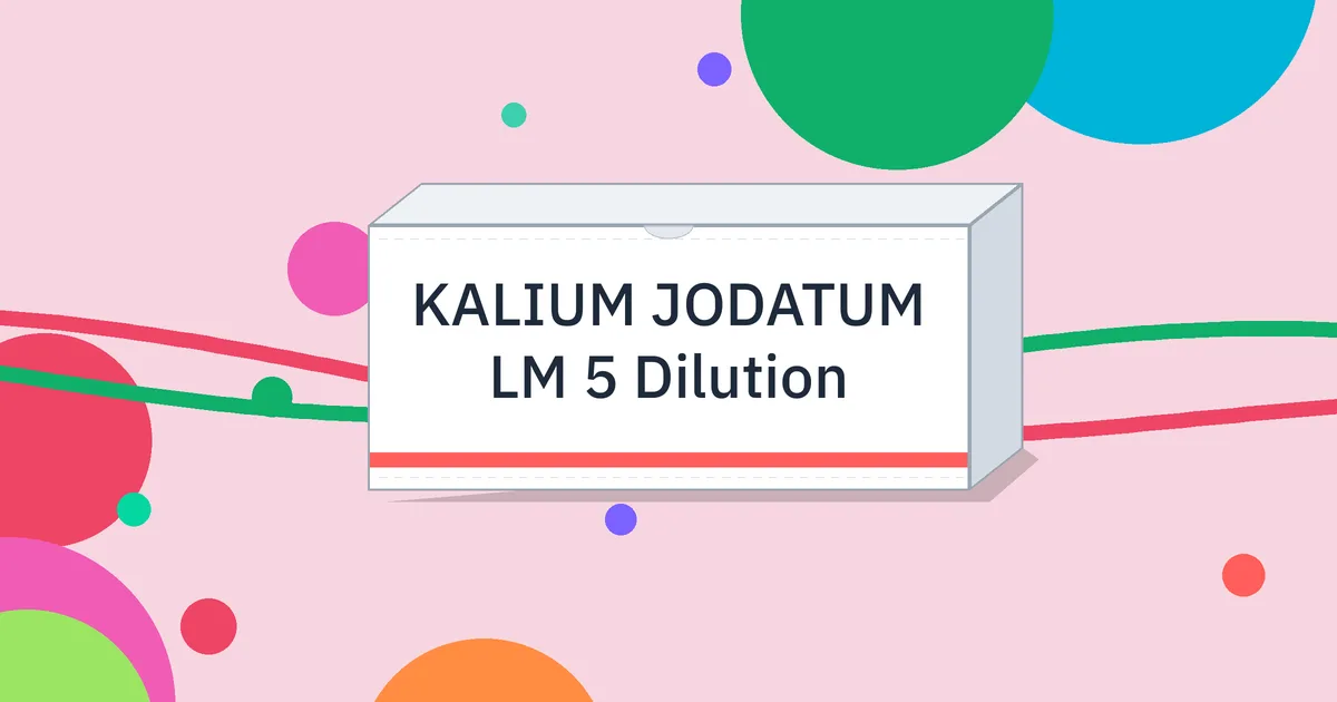 Symbolbild: Packung mit der Aufschrift KALIUM JODATUM LM 5 Dilution (PZN 12922331) – Verfügbarkeit und Bezug in Apotheken in Frankfurt am Main