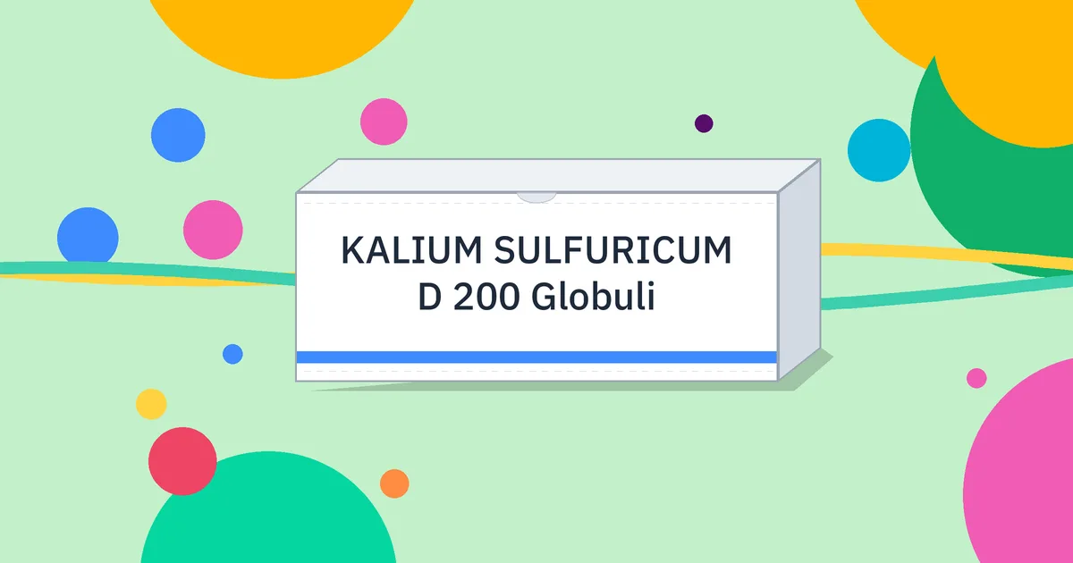 Symbolbild: Packung mit der Aufschrift KALIUM SULFURICUM D 200 Globuli (PZN 14312507) – Verfügbarkeit und Bezug in Apotheken in Frankfurt am Main