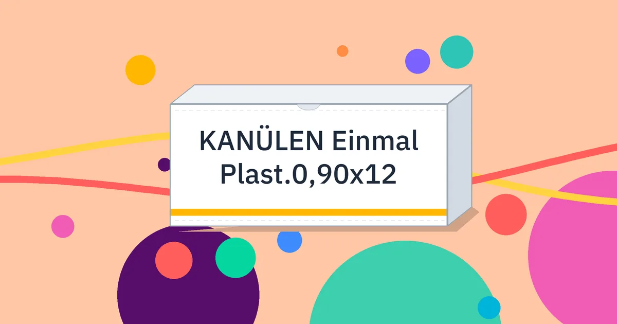 Symbolbild: Packung mit der Aufschrift KANÜLEN Einmal Plast.0,90x12 (PZN 01963982) – Verfügbarkeit und Bezug in Apotheken in Frankfurt am Main