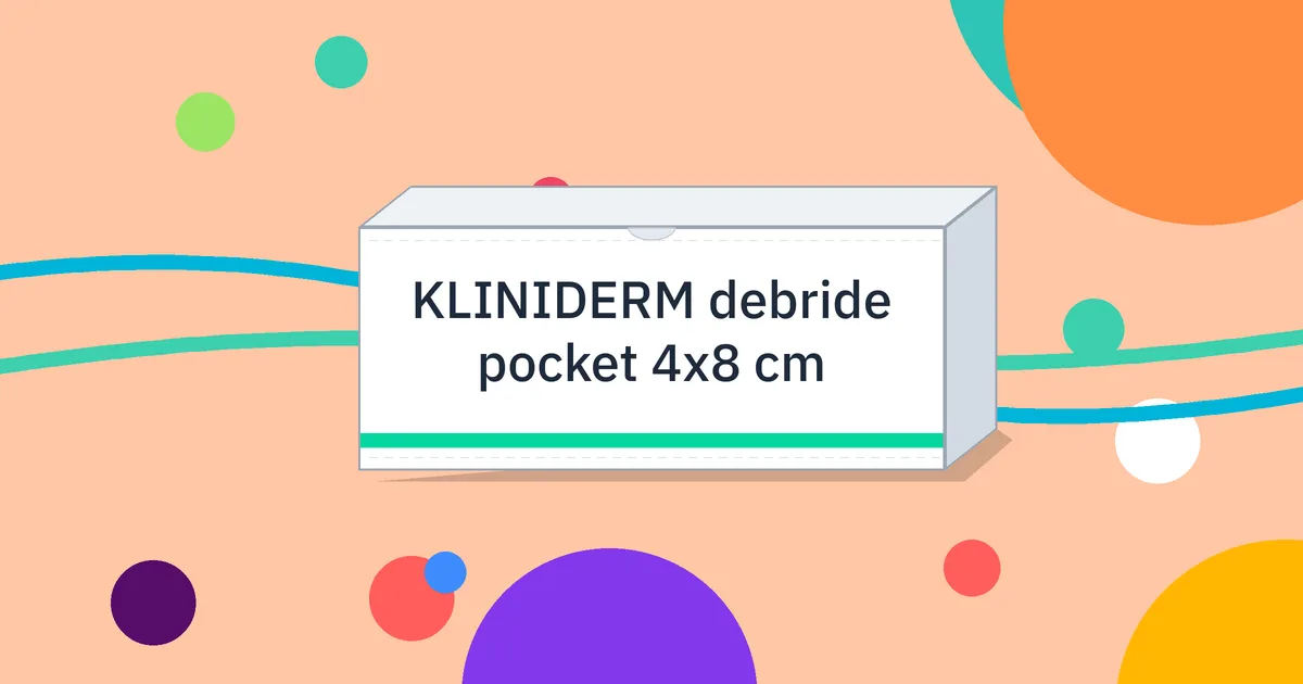 Symbolbild: Packung mit der Aufschrift KLINIDERM debride pocket 4x8 cm (PZN 18365564) – Verfügbarkeit und Bezug in Apotheken in Frankfurt am Main