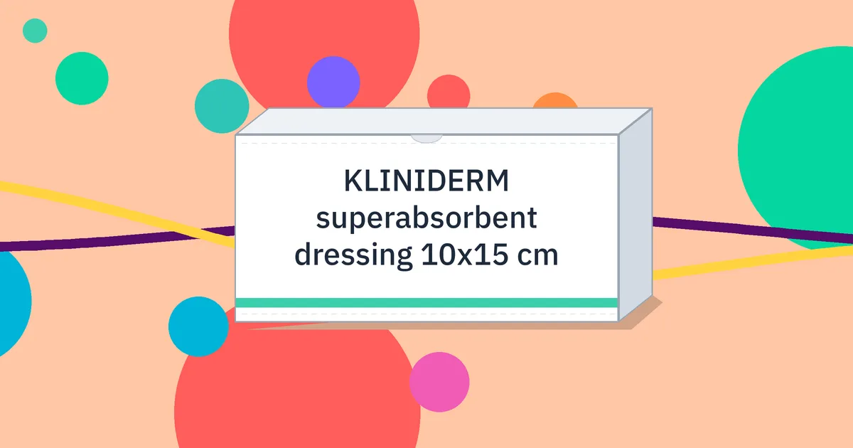 Symbolbild: Packung mit der Aufschrift KLINIDERM superabsorbent dressing 10x15 cm (PZN 12552727) – Verfügbarkeit und Bezug in Apotheken in Frankfurt am Main