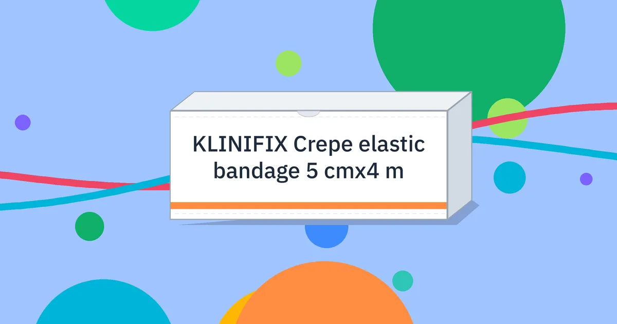 Symbolbild: Packung mit der Aufschrift KLINIFIX Crepe elastic bandage 5 cmx4 m (PZN 19851858) – Verfügbarkeit und Bezug in Apotheken in Frankfurt am Main