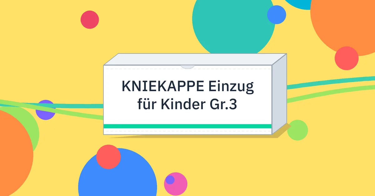 Symbolbild: Packung mit der Aufschrift KNIEKAPPE Einzug für Kinder Gr.3 (PZN 01738624) – Verfügbarkeit und Bezug in Apotheken in Frankfurt am Main