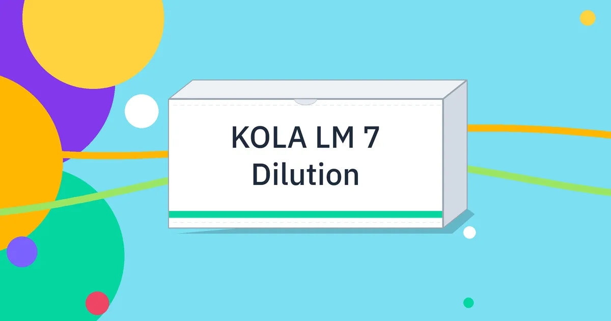 Symbolbild: Packung mit der Aufschrift KOLA LM 7 Dilution (PZN 13519376) – Verfügbarkeit und Bezug in Apotheken in Frankfurt am Main