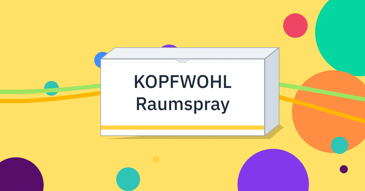Symbolbild: Packung mit der Aufschrift KOPFWOHL Raumspray (PZN 18756589) – Verfügbarkeit und Bezug in Apotheken in Frankfurt am Main