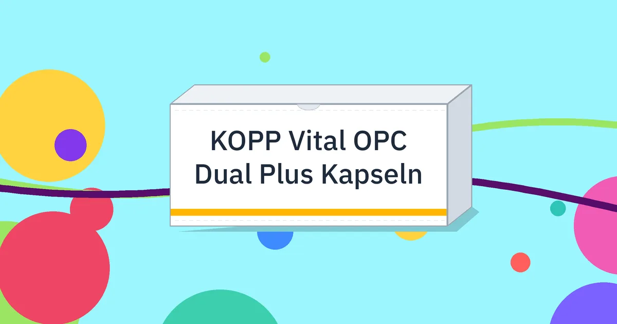 Symbolbild: Packung mit der Aufschrift KOPP Vital OPC Dual Plus Kapseln (PZN 18811064) – Verfügbarkeit und Bezug in Apotheken in Frankfurt am Main