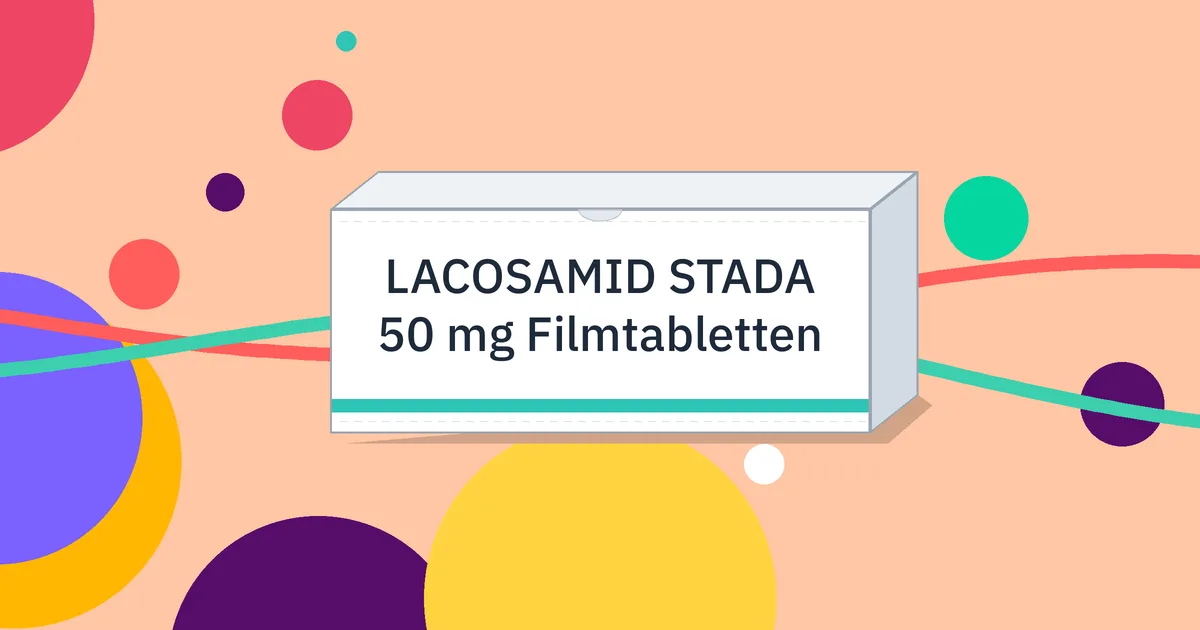 Symbolbild: Packung mit der Aufschrift LACOSAMID STADA 50 mg Filmtabletten (PZN 17273618) – Verfügbarkeit und Bezug in Apotheken in Frankfurt am Main