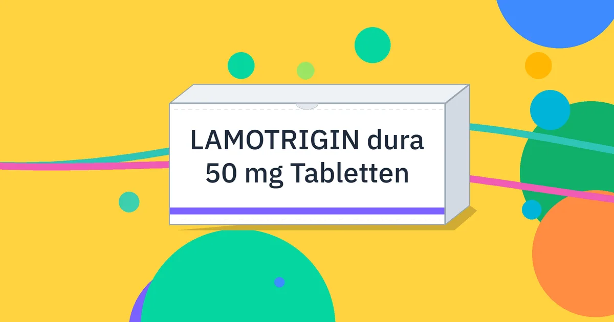Symbolbild: Packung mit der Aufschrift LAMOTRIGIN dura 50 mg Tabletten (PZN 04385563) – Verfügbarkeit und Bezug in Apotheken in Frankfurt am Main