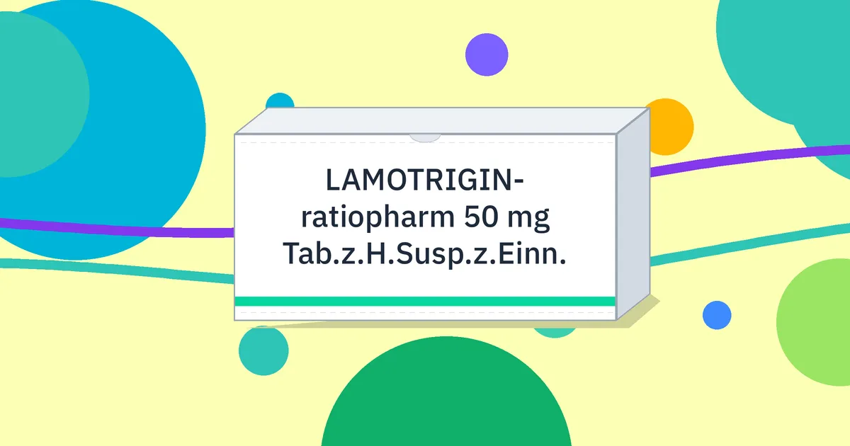 Symbolbild: Packung mit der Aufschrift LAMOTRIGIN-ratiopharm 50 mg Tab.z.H.Susp.z.Einn. (PZN 04625547) – Verfügbarkeit und Bezug in Apotheken in Frankfurt am Main