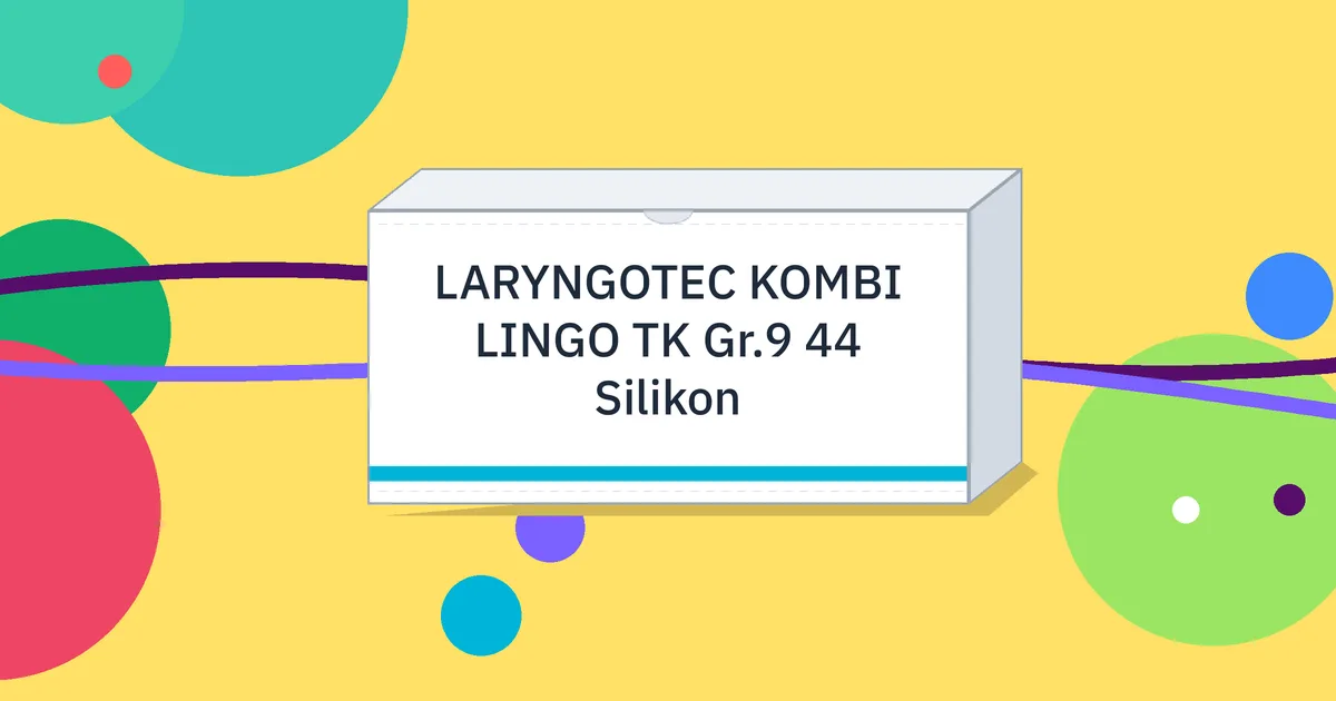 Symbolbild: Packung mit der Aufschrift LARYNGOTEC KOMBI LINGO TK Gr.9 44 Silikon (PZN 19185982) – Verfügbarkeit und Bezug in Apotheken in Frankfurt am Main