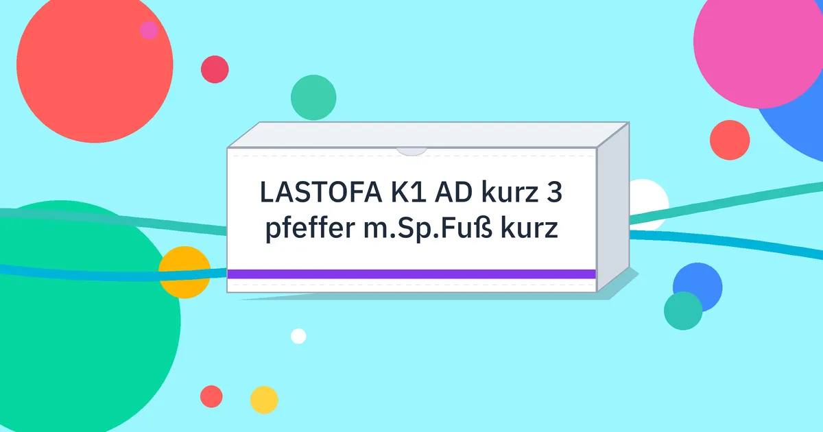 Symbolbild: Packung mit der Aufschrift LASTOFA K1 AD kurz 3 pfeffer m.Sp.Fuß kurz (PZN 13787214) – Verfügbarkeit und Bezug in Apotheken in Frankfurt am Main