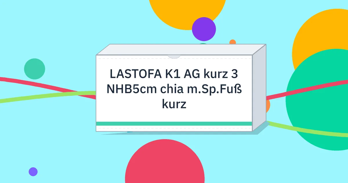Symbolbild: Packung mit der Aufschrift LASTOFA K1 AG kurz 3 NHB5cm chia m.Sp.Fuß kurz (PZN 13790676) – Verfügbarkeit und Bezug in Apotheken in Frankfurt am Main