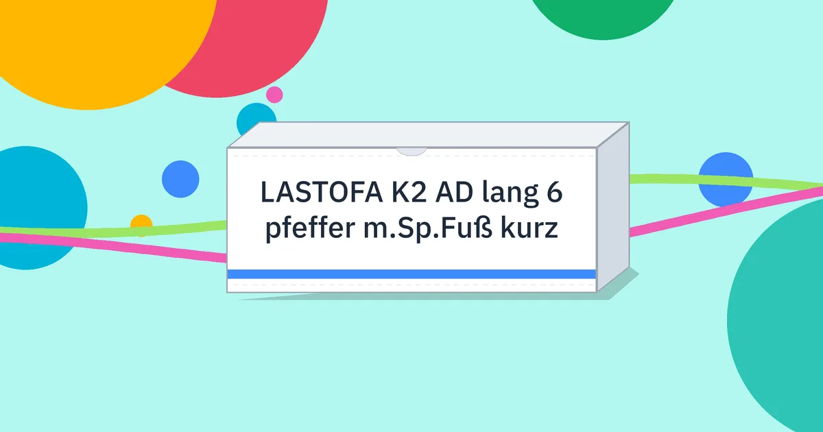 Symbolbild: Packung mit der Aufschrift LASTOFA K2 AD lang 6 pfeffer m.Sp.Fuß kurz (PZN 13801500) – Verfügbarkeit und Bezug in Apotheken in Frankfurt am Main