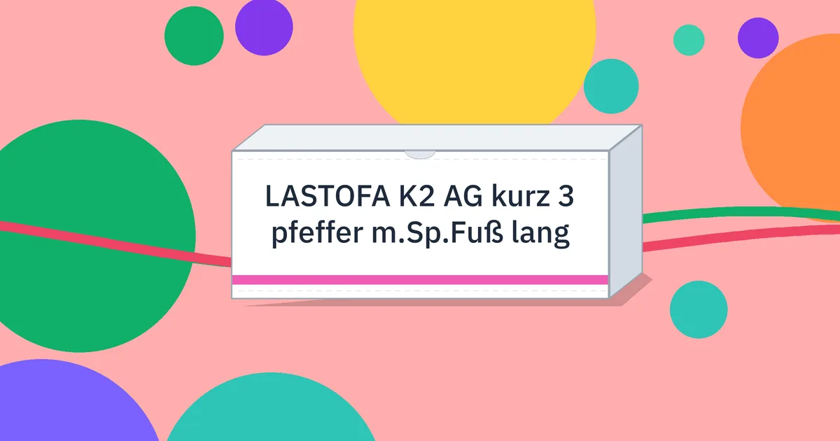Symbolbild: Packung mit der Aufschrift LASTOFA K2 AG kurz 3 pfeffer m.Sp.Fuß lang (PZN 13804792) – Verfügbarkeit und Bezug in Apotheken in Frankfurt am Main