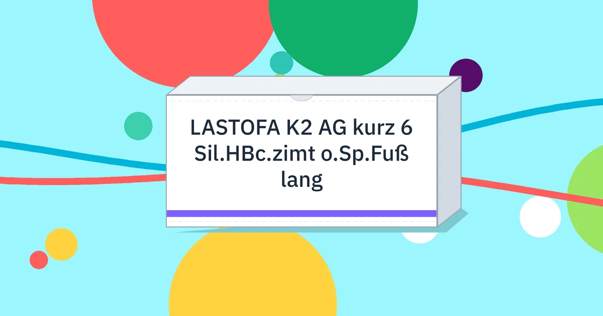 Symbolbild: Packung mit der Aufschrift LASTOFA K2 AG kurz 6 Sil.HBc.zimt o.Sp.Fuß lang (PZN 14150447) – Verfügbarkeit und Bezug in Apotheken in Frankfurt am Main