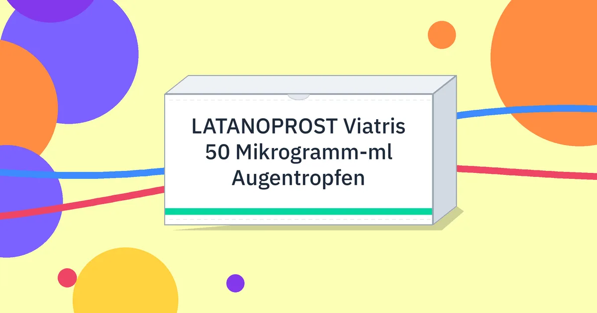 Symbolbild: Packung mit der Aufschrift LATANOPROST Viatris 50 Mikrogramm-ml Augentropfen (PZN 17901693) – Verfügbarkeit und Bezug in Apotheken in Frankfurt am Main