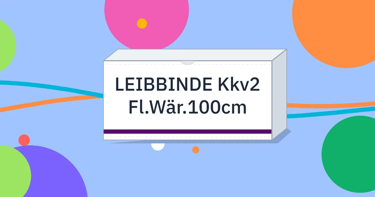 Symbolbild: Packung mit der Aufschrift LEIBBINDE Kkv2 Fl.Wär.100cm (PZN 01731786) – Verfügbarkeit und Bezug in Apotheken in Frankfurt am Main