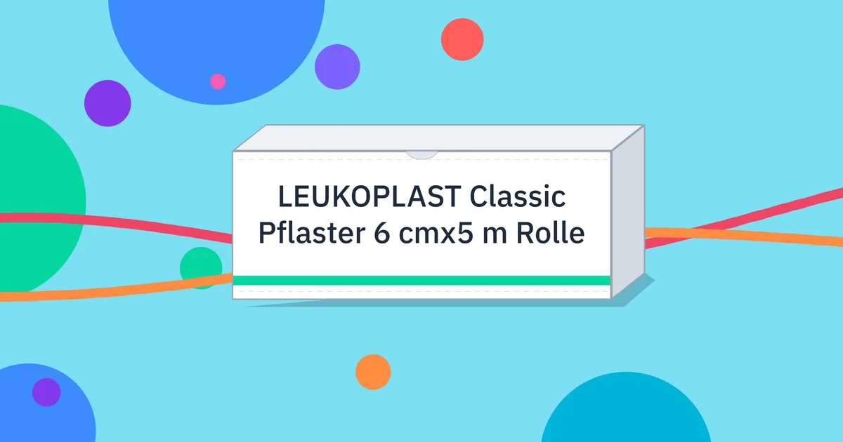 Symbolbild: Packung mit der Aufschrift LEUKOPLAST Classic Pflaster 6 cmx5 m Rolle (PZN 14284685) – Verfügbarkeit und Bezug in Apotheken in Frankfurt am Main