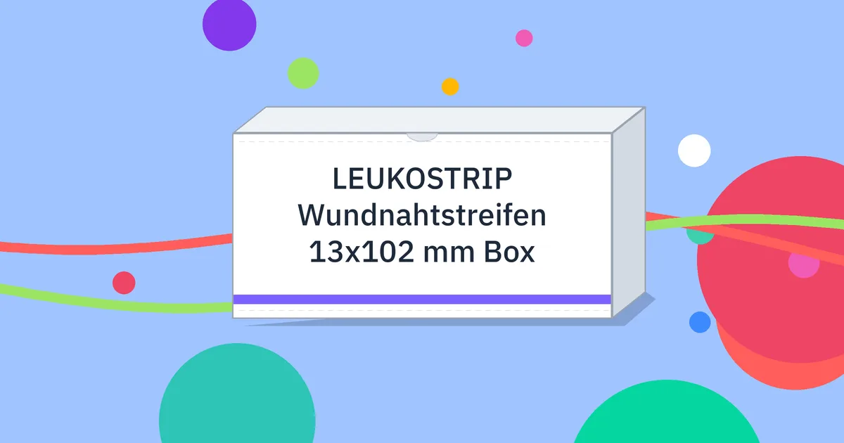 Symbolbild: Packung mit der Aufschrift LEUKOSTRIP Wundnahtstreifen 13x102 mm Box (PZN 03374391) – Verfügbarkeit und Bezug in Apotheken in Frankfurt am Main