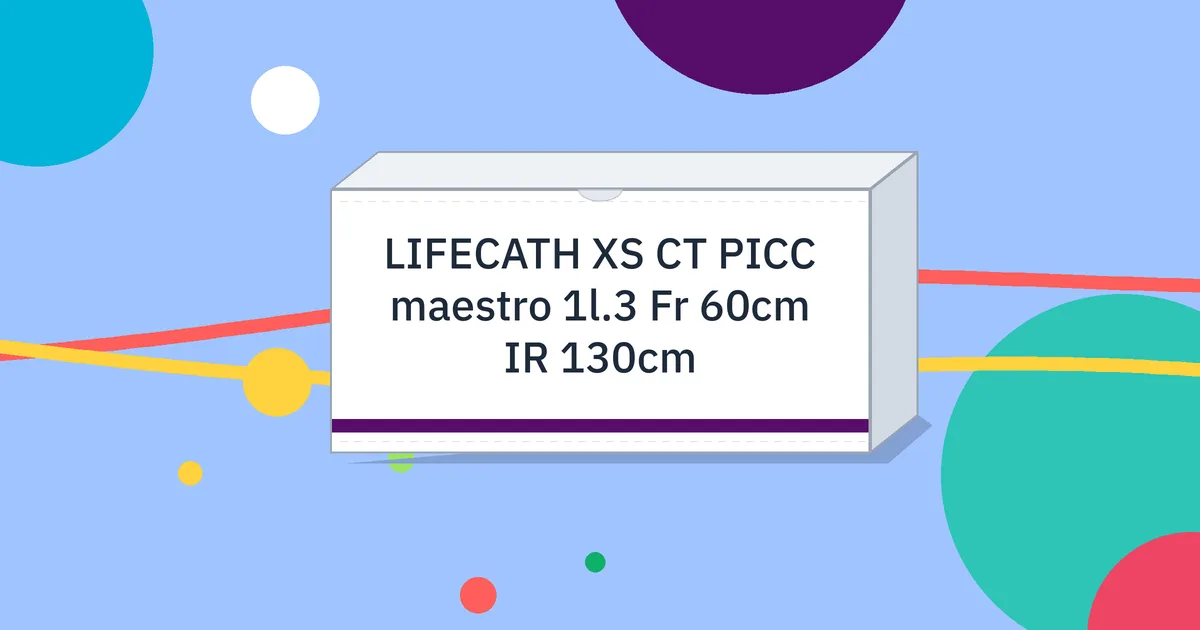 Symbolbild: Packung mit der Aufschrift LIFECATH XS CT PICC maestro 1l.3 Fr 60cm IR 130cm (PZN 19127973) – Verfügbarkeit und Bezug in Apotheken in Frankfurt am Main