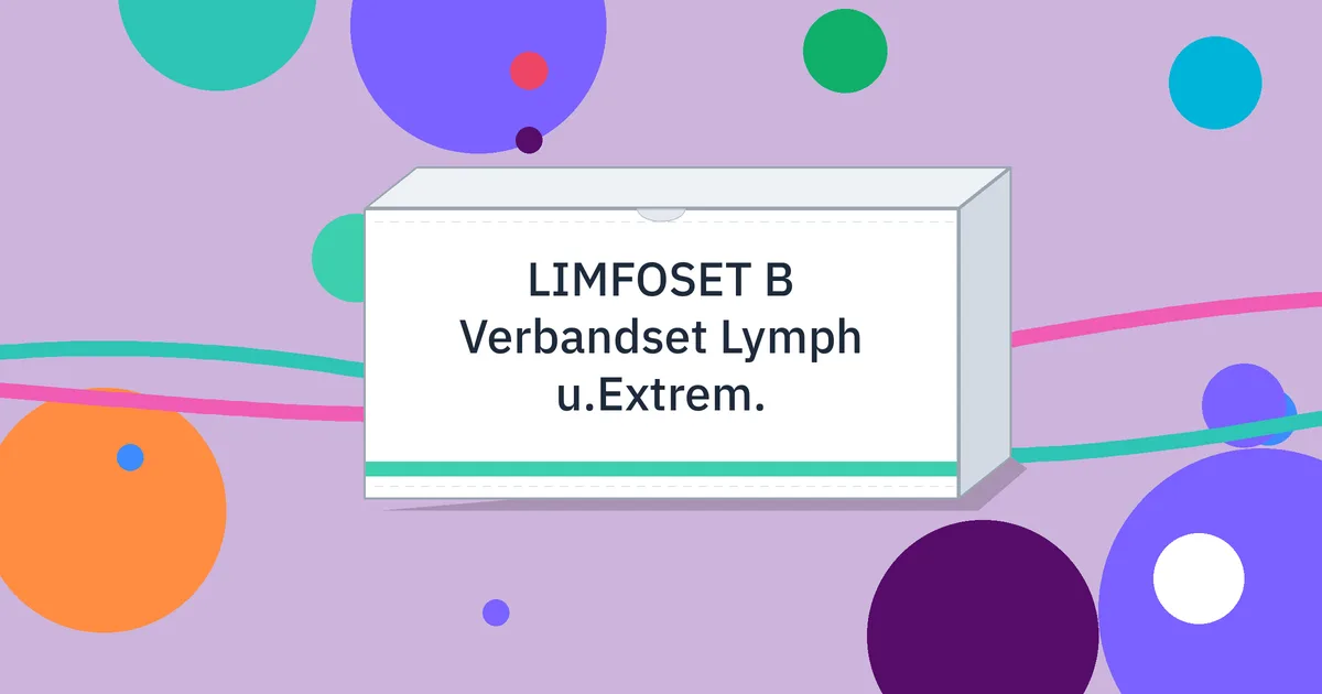 Symbolbild: Packung mit der Aufschrift LIMFOSET B Verbandset Lymph u.Extrem. (PZN 07573236) – Verfügbarkeit und Bezug in Apotheken in Frankfurt am Main