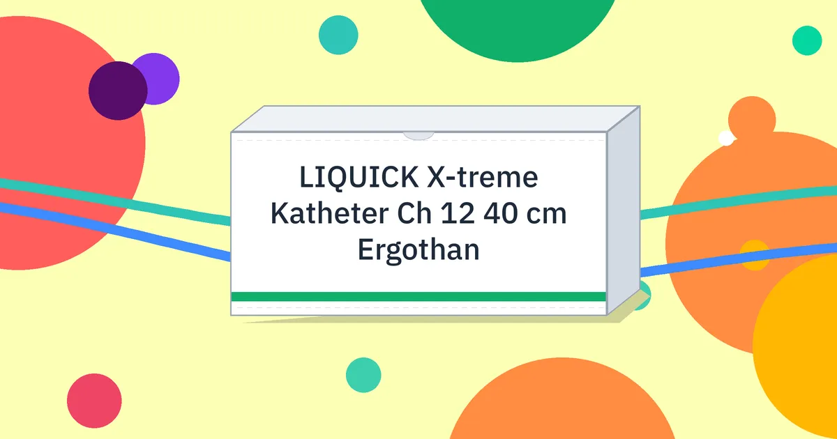 Symbolbild: Packung mit der Aufschrift LIQUICK X-treme Katheter Ch 12 40 cm Ergothan (PZN 12391230) – Verfügbarkeit und Bezug in Apotheken in Frankfurt am Main