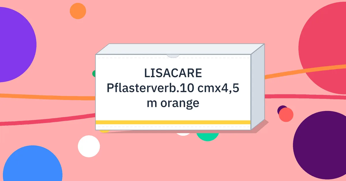 Symbolbild: Packung mit der Aufschrift LISACARE Pflasterverb.10 cmx4,5 m orange (PZN 17893203) – Verfügbarkeit und Bezug in Apotheken in Frankfurt am Main