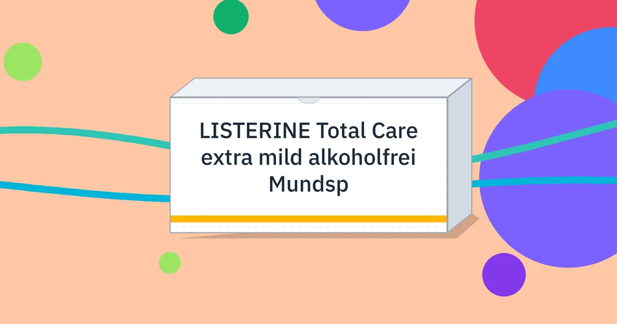 Symbolbild: Packung mit der Aufschrift LISTERINE Total Care extra mild alkoholfrei Mundsp (PZN 20693896) – Verfügbarkeit und Bezug in Apotheken in Frankfurt am Main