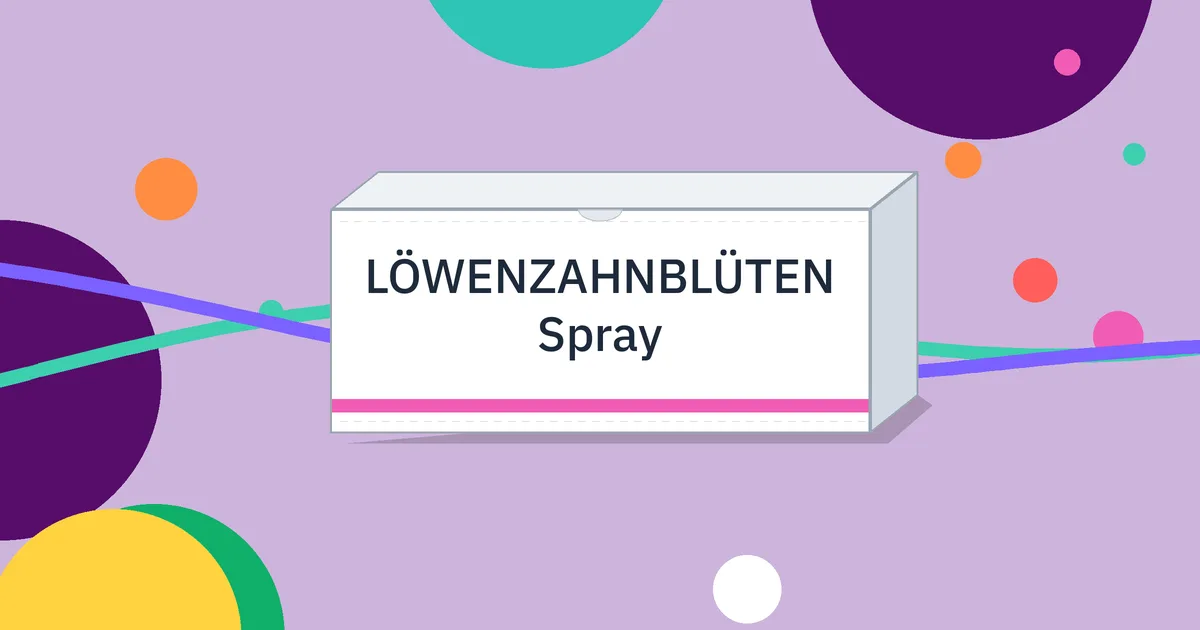 Symbolbild: Packung mit der Aufschrift LÖWENZAHNBLÜTEN Spray (PZN 17555558) – Verfügbarkeit und Bezug in Apotheken in Frankfurt am Main
