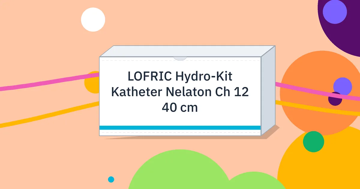 Symbolbild: Packung mit der Aufschrift LOFRIC Hydro-Kit Katheter Nelaton Ch 12 40 cm (PZN 17153759) – Verfügbarkeit und Bezug in Apotheken in Frankfurt am Main