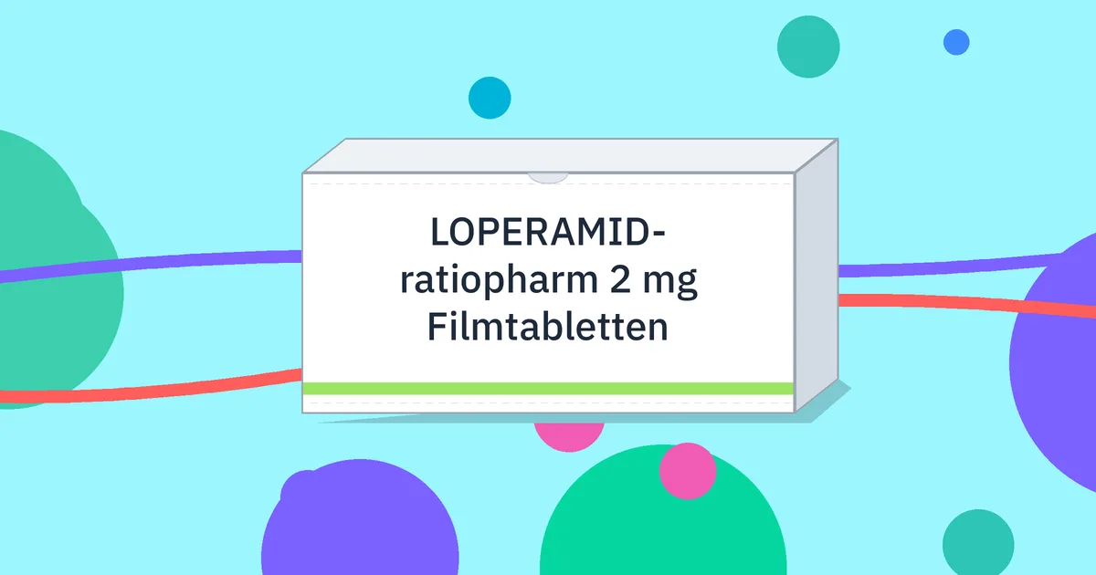 Symbolbild: Packung mit der Aufschrift LOPERAMID-ratiopharm 2 mg Filmtabletten (PZN 04271629) – Verfügbarkeit und Bezug in Apotheken in Frankfurt am Main