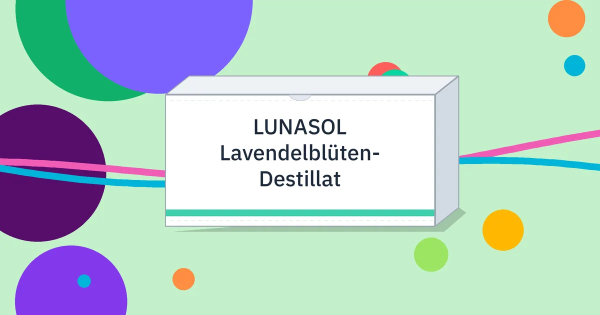 Symbolbild: Packung mit der Aufschrift LUNASOL Lavendelblüten-Destillat (PZN 19755221) – Verfügbarkeit und Bezug in Apotheken in Frankfurt am Main