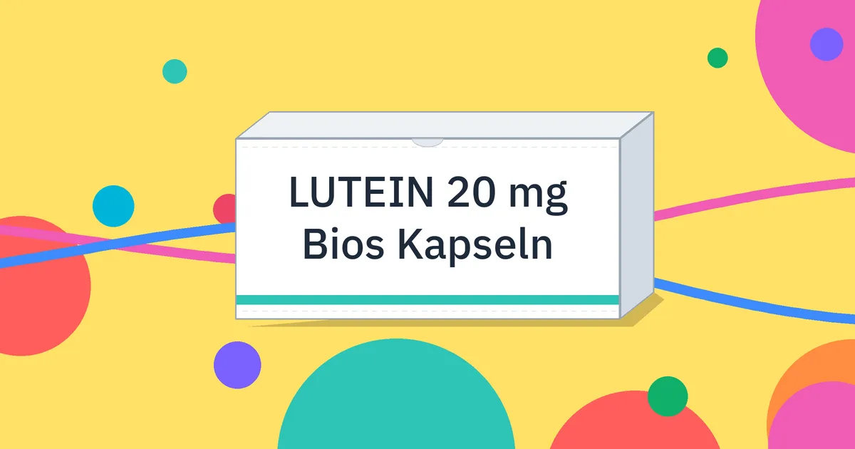 Symbolbild: Packung mit der Aufschrift LUTEIN 20 mg Bios Kapseln (PZN 06705121) – Verfügbarkeit und Bezug in Apotheken in Frankfurt am Main