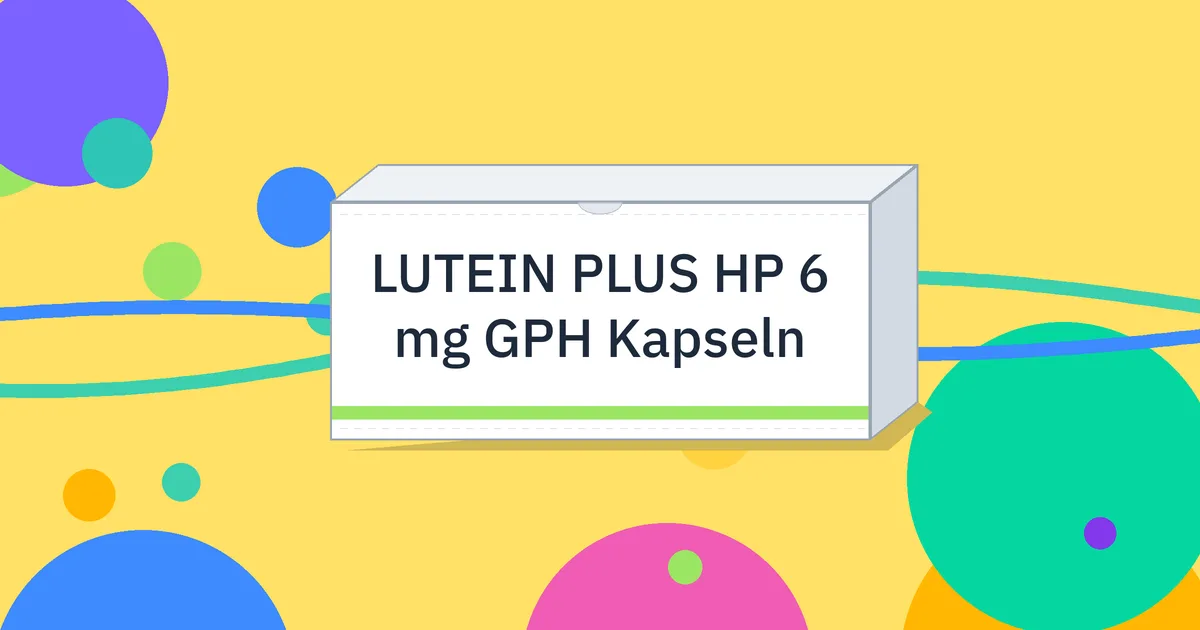 Symbolbild: Packung mit der Aufschrift LUTEIN PLUS HP 6 mg GPH Kapseln (PZN 03167723) – Verfügbarkeit und Bezug in Apotheken in Frankfurt am Main