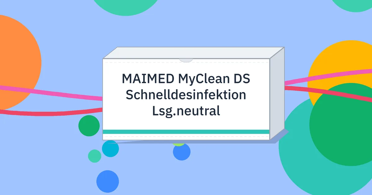 Symbolbild: Packung mit der Aufschrift MAIMED MyClean DS Schnelldesinfektion Lsg.neutral (PZN 10305746) – Verfügbarkeit und Bezug in Apotheken in Frankfurt am Main