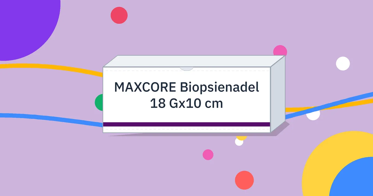 Symbolbild: Packung mit der Aufschrift MAXCORE Biopsienadel 18 Gx10 cm (PZN 07780886) – Verfügbarkeit und Bezug in Apotheken in Frankfurt am Main
