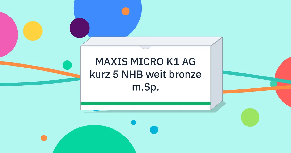 Symbolbild: Packung mit der Aufschrift MAXIS MICRO K1 AG kurz 5 NHB weit bronze m.Sp. (PZN 17672293) – Verfügbarkeit und Bezug in Apotheken in Frankfurt am Main