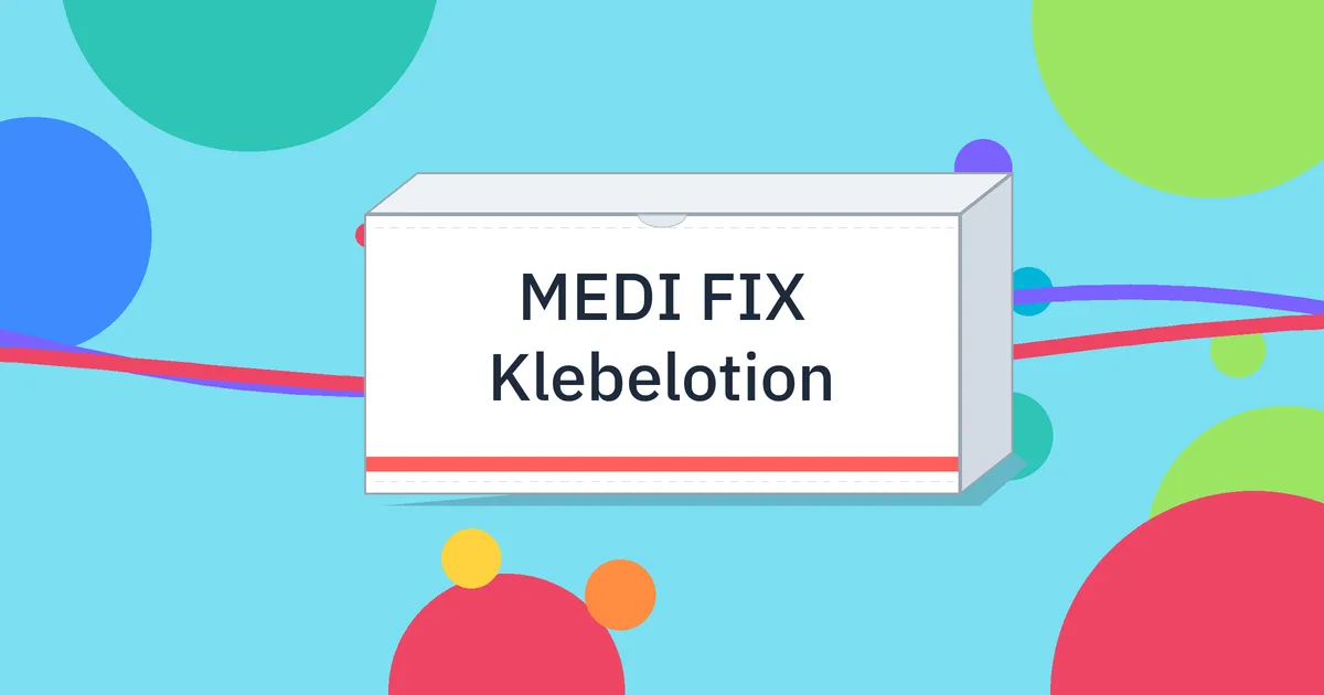 Symbolbild: Packung mit der Aufschrift MEDI FIX Klebelotion (PZN 18043004) – Verfügbarkeit und Bezug in Apotheken in Frankfurt am Main