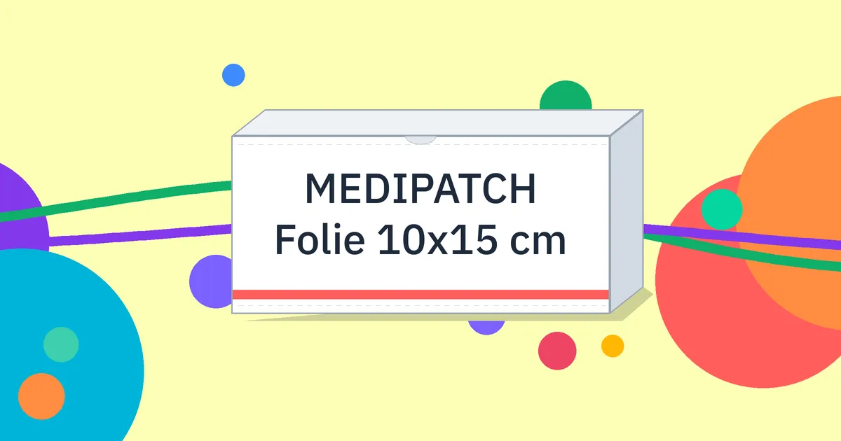 Symbolbild: Packung mit der Aufschrift MEDIPATCH Folie 10x15 cm (PZN 00265810) – Verfügbarkeit und Bezug in Apotheken in Frankfurt am Main