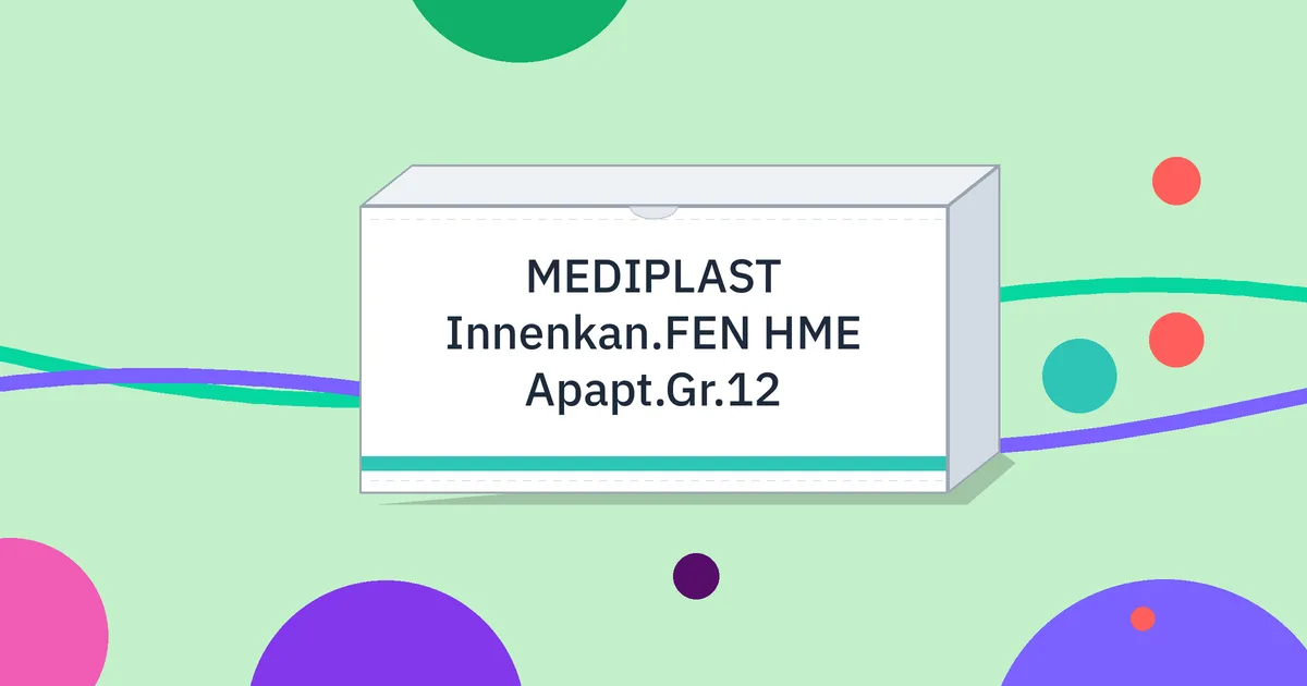 Symbolbild: Packung mit der Aufschrift MEDIPLAST Innenkan.FEN HME Apapt.Gr.12 (PZN 03226130) – Verfügbarkeit und Bezug in Apotheken in Frankfurt am Main