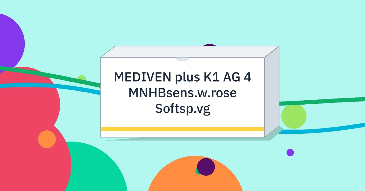 Symbolbild: Packung mit der Aufschrift MEDIVEN plus K1 AG 4 MNHBsens.w.rose Softsp.vg (PZN 15918672) – Verfügbarkeit und Bezug in Apotheken in Frankfurt am Main