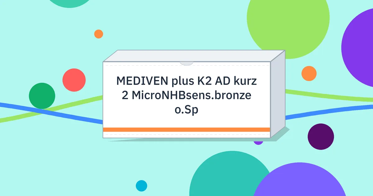 Symbolbild: Packung mit der Aufschrift MEDIVEN plus K2 AD kurz 2 MicroNHBsens.bronze o.Sp (PZN 15934286) – Verfügbarkeit und Bezug in Apotheken in Frankfurt am Main