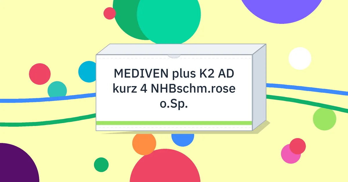Symbolbild: Packung mit der Aufschrift MEDIVEN plus K2 AD kurz 4 NHBschm.rose o.Sp. (PZN 15926447) – Verfügbarkeit und Bezug in Apotheken in Frankfurt am Main