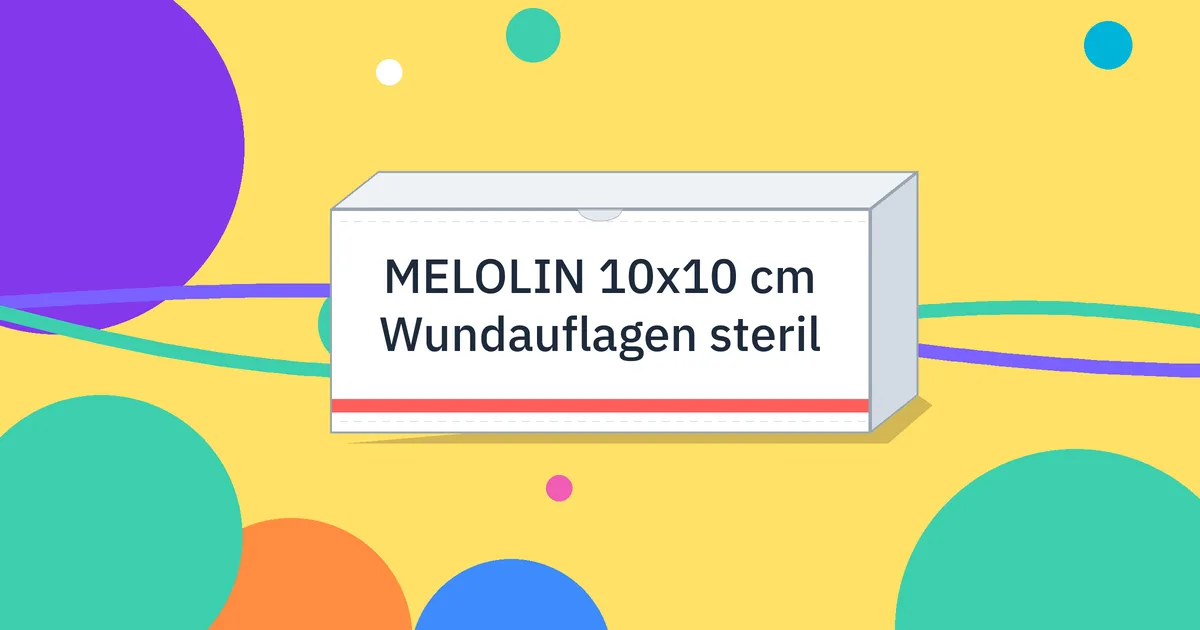 Symbolbild: Packung mit der Aufschrift MELOLIN 10x10 cm Wundauflagen steril (PZN 02782343) – Verfügbarkeit und Bezug in Apotheken in Frankfurt am Main