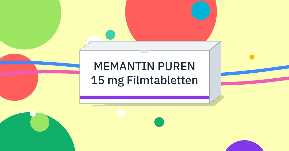 Symbolbild: Packung mit der Aufschrift MEMANTIN PUREN 15 mg Filmtabletten (PZN 16201203) – Verfügbarkeit und Bezug in Apotheken in Frankfurt am Main